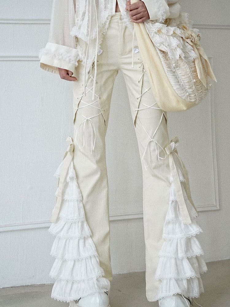 【公式】Ribbon Frill Elegant Pants -Fantage（ファンテージ）｜レディースファッション通販